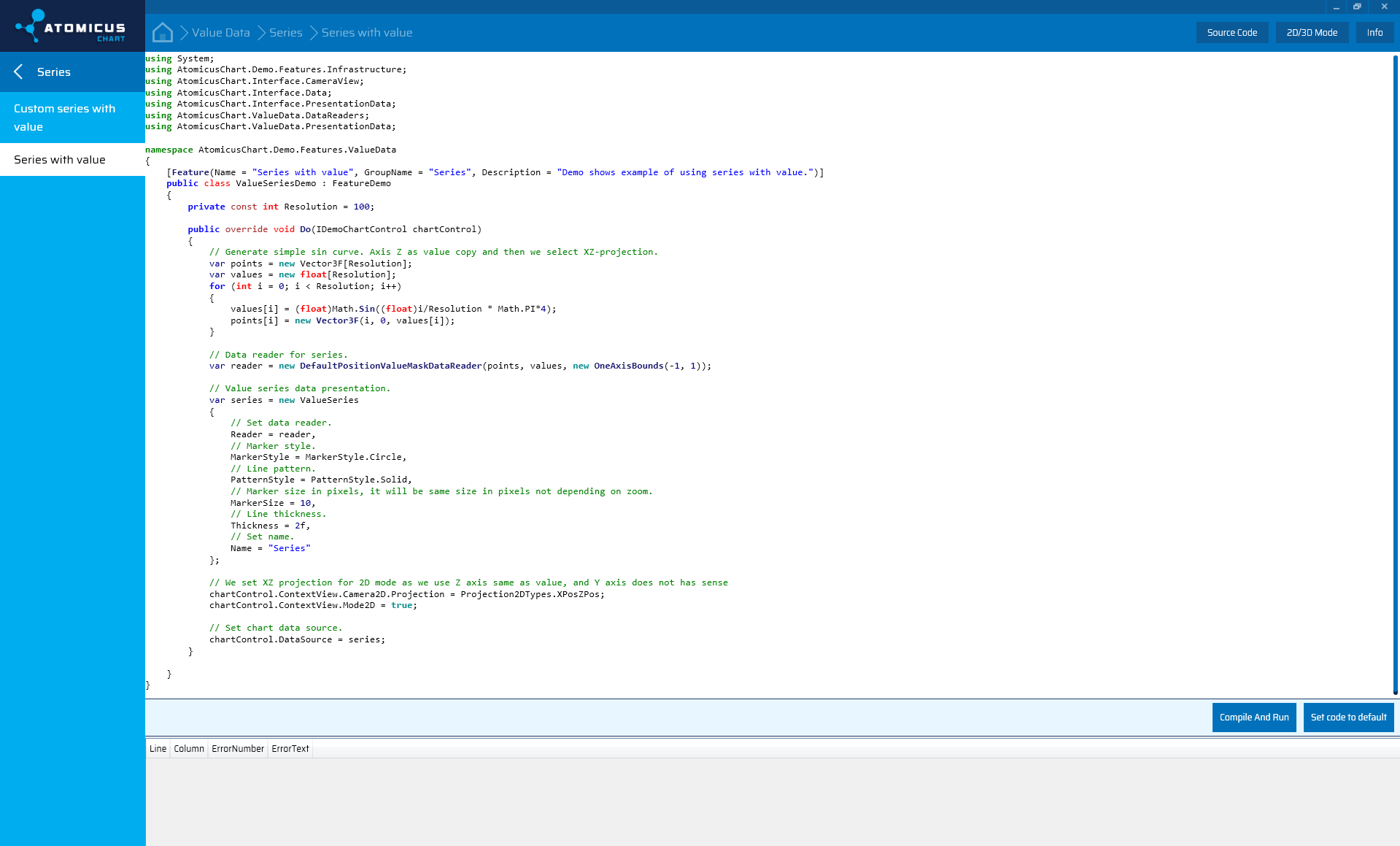 Demo And Code Examples Feature AtomicusChart 